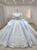 Luxury Pale Blue Princess Cathedral Traditional Victorian Wedding Dress