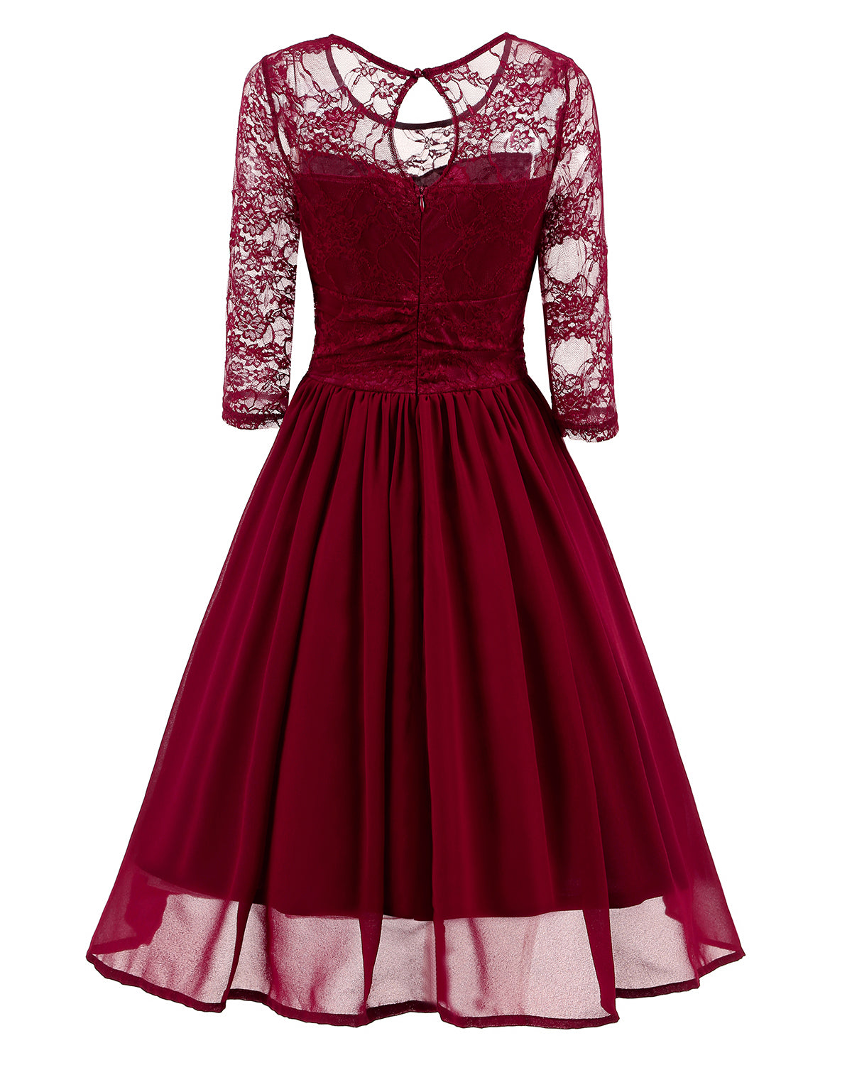Classy Short Vintage Maroon Prom Dress with Sleeves