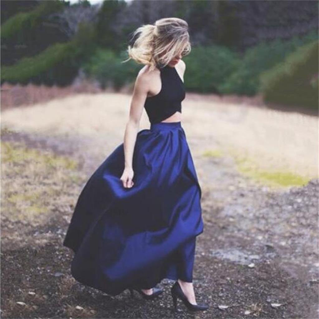 Country Prom Dress, Two Piece Prom Dress,Navy Prom Dress,Dresses for ...